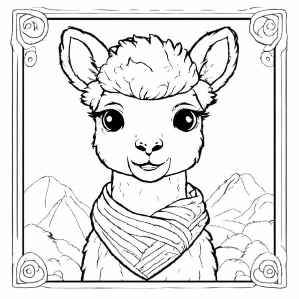 Descarga Llama de dibujos animados con bufanda Páginas para colorear En ...