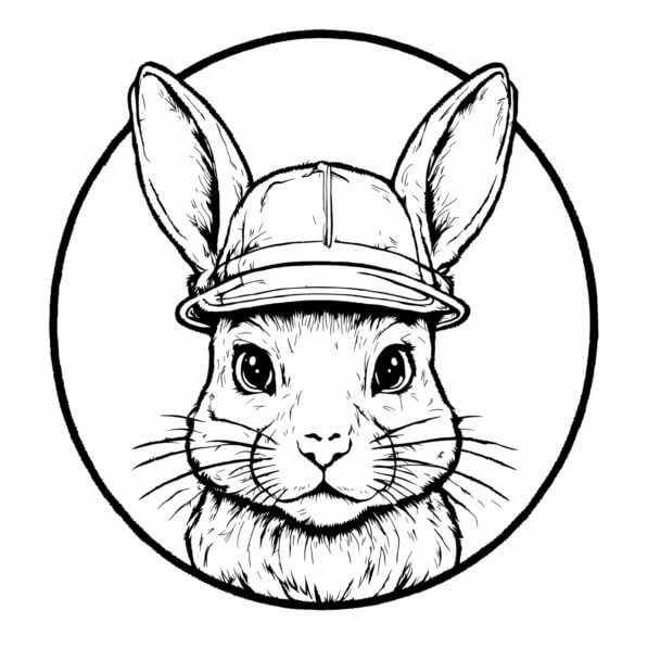 Download Illustration of a Rabbit with a Cap Coloring pages Online ...