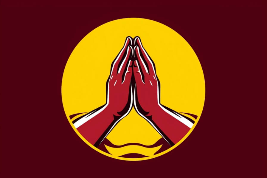 Download Stylized Prayer Hands on Yellow Background Backgrounds Online ...