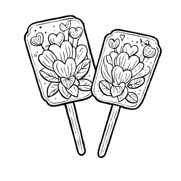 Download Floral Ice Pops Coloring pages Online - Creative Fabrica