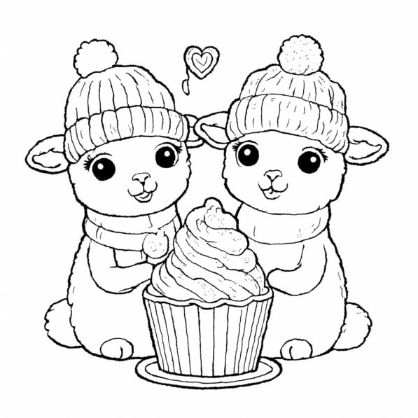 Descarga Dos llamas animadas con cupcake Páginas para colorear En Línea ...