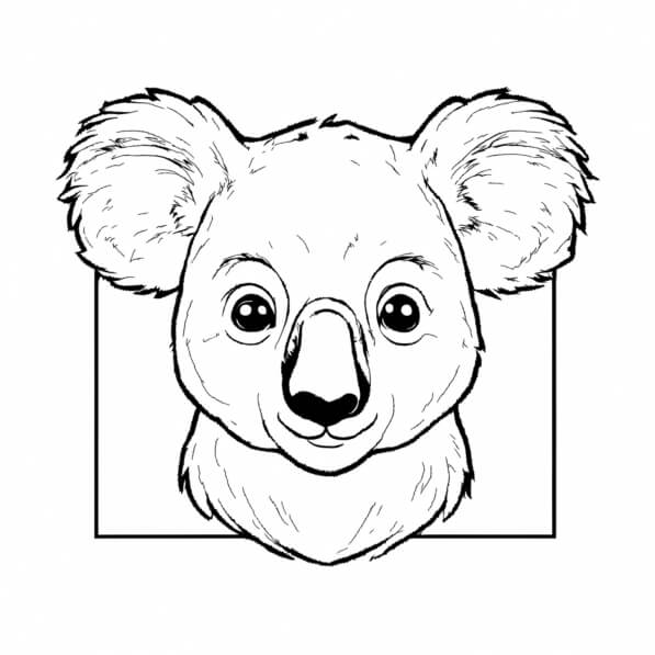 Download Line Drawing of a Koala Face Coloring pages Online - Creative ...