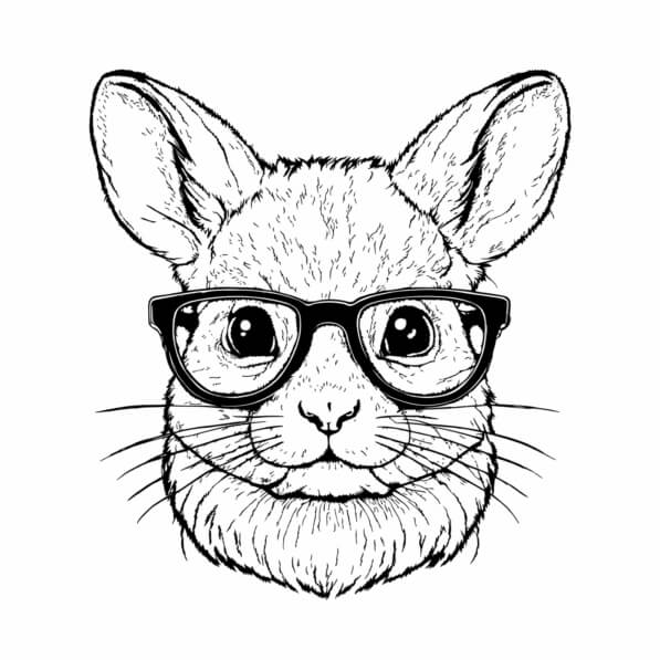 Download Whimsical Rabbit Illustration with Glasses Coloring pages ...