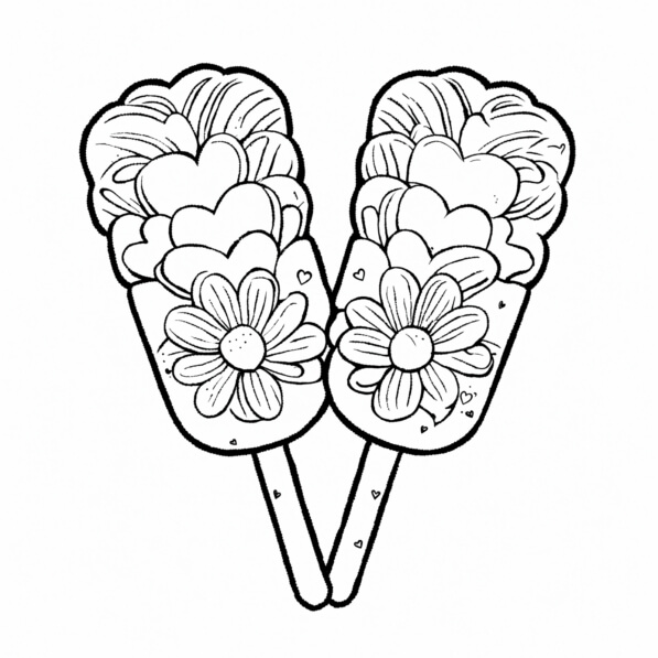 Download Decorative Ice Cream Popsicles with Flowers Coloring pages ...