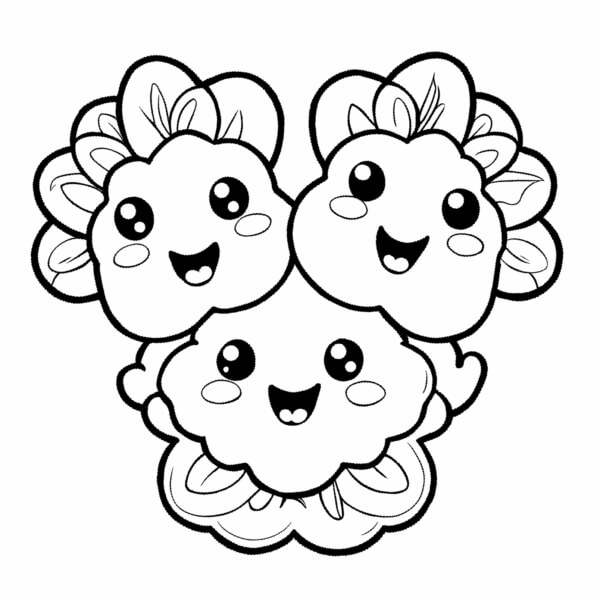 Download Smiling Clouds with Leafy Accents Coloring pages Online ...