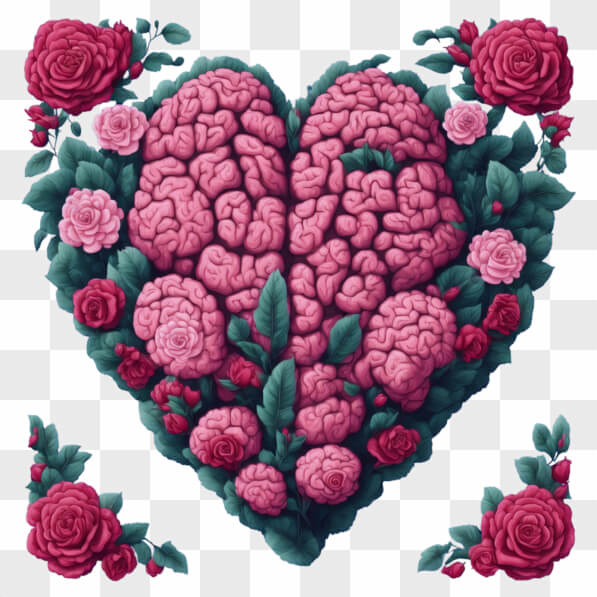 Download Heart-Shaped Brain Surrounded by Roses Cartoons Online ...