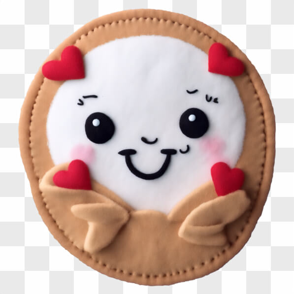 Download Cute Circular Plush Toy with Hearts Cartoons Online - Creative Fabrica