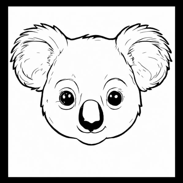 Download Line Art Koala Face Coloring pages Online - Creative Fabrica