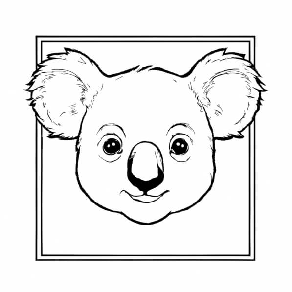 Download Line Drawing of a Koala Face Coloring pages Online - Creative ...