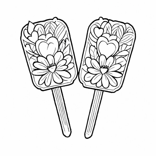 Download Floral Ice Cream Popsicles Coloring pages Online - Creative ...