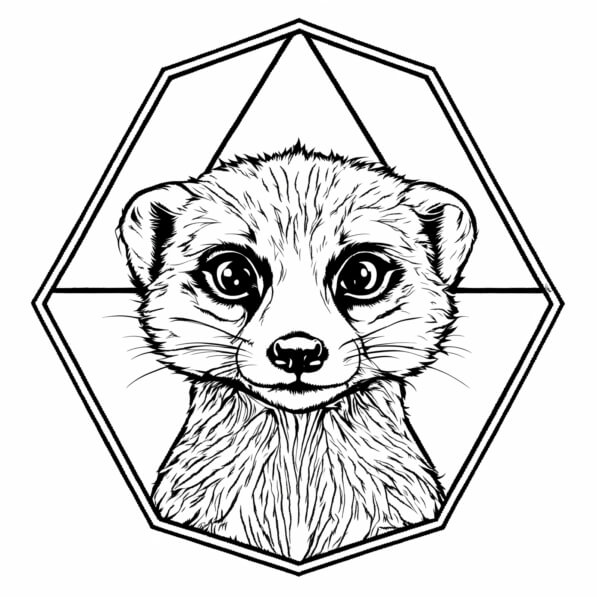 Download Illustration of a Meerkat in Geometric Frame Coloring pages ...