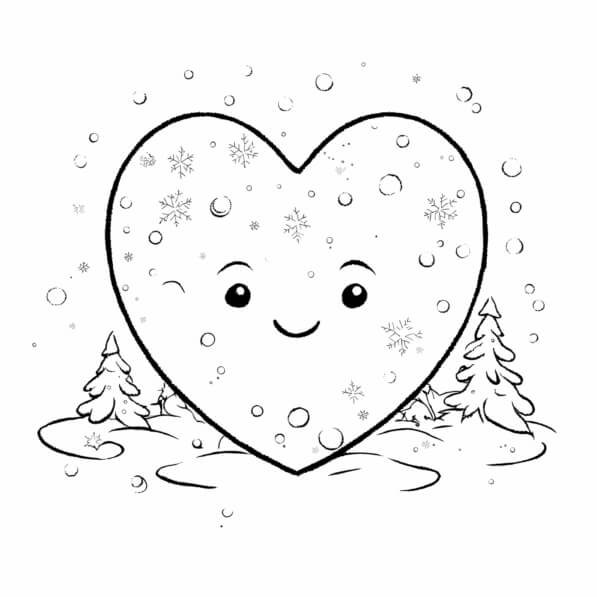 Download Cheerful Heart in Winter with Snowflakes Coloring pages Online ...