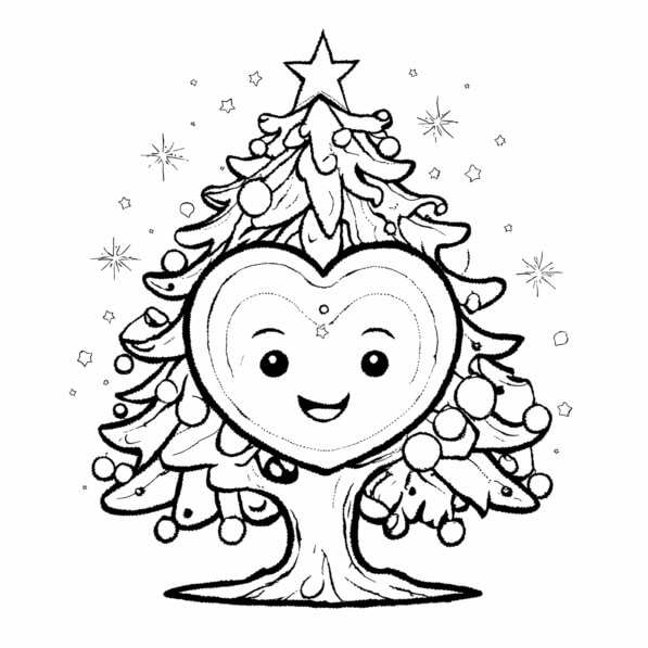 Download Cute Cartoon Christmas Tree Coloring pages Online - Creative ...