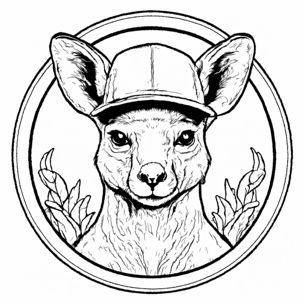 Download Stylized Kangaroo Wearing a Cap Coloring pages Online ...