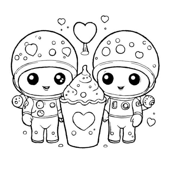 Download Cute Astronauts with Ice Cream Cone Coloring pages Online ...