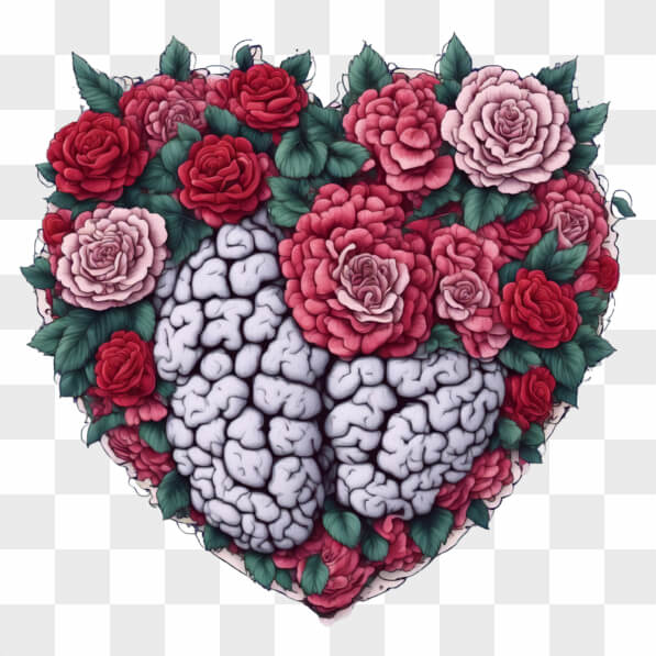 Download Heart-Shaped Brain Surrounded by Roses Cartoons Online ...