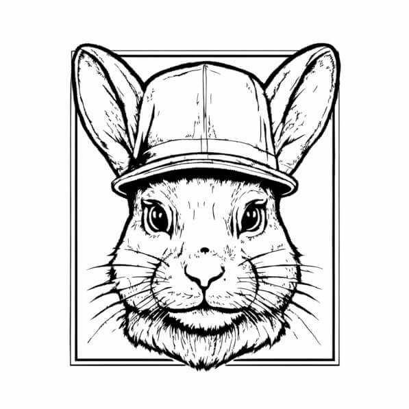 Download Illustration of a rabbit wearing a cap Coloring pages Online ...