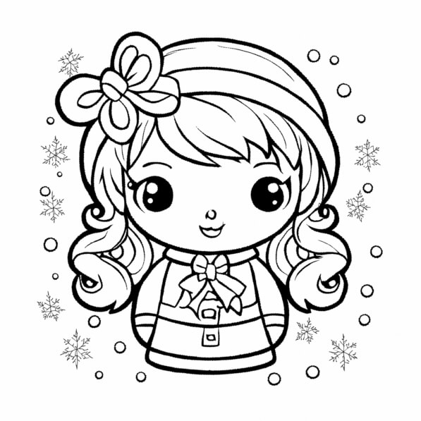 Download Cute Winter Girl Cartoon Character Coloring pages Online ...