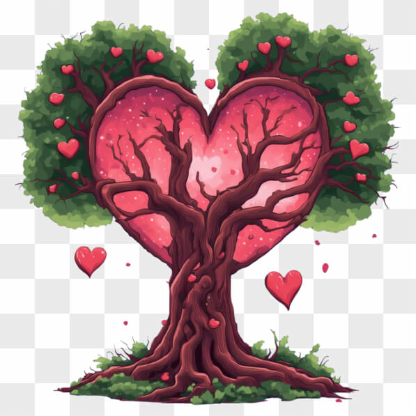 Descarga Árbol en forma de corazón con corazones flotantes Cartoons En ...