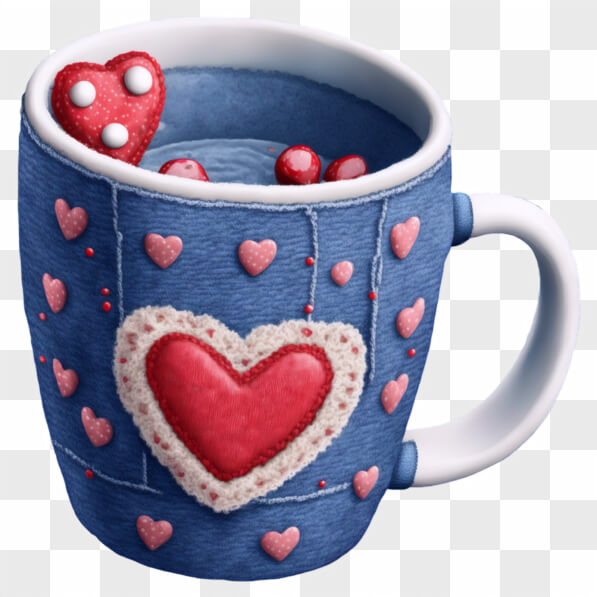 Download Heart-themed Denim Mug with Candies Cartoons Online - Creative ...