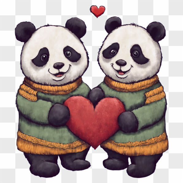 Descarga Dos pandas de dibujos animados sosteniendo un corazón Cartoons ...