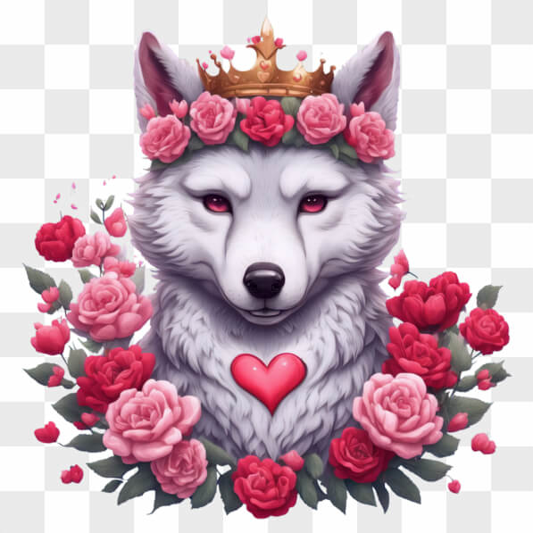 Download Regal Wolf Surrounded by Roses Cartoons Online - Creative Fabrica
