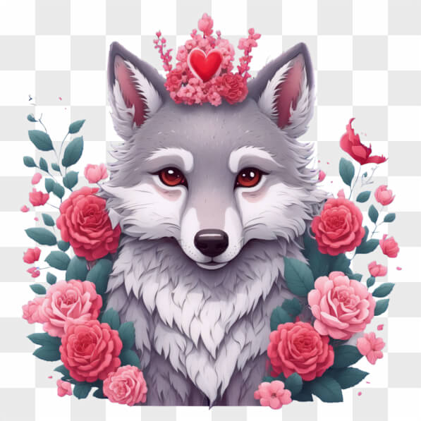 Download Anthropomorphic Wolf with Floral Crown Cartoons Online ...