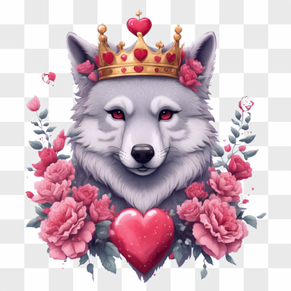 Download Royal Wolf Illustration with Flowers and Heart Cartoons Online ...