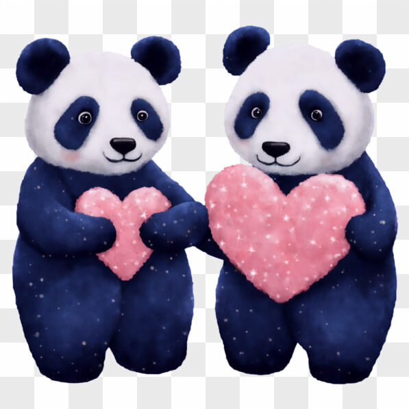 Descarga Dos pandas de dibujos animados sosteniendo un corazón Cartoons ...