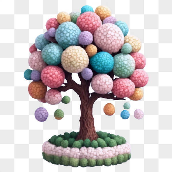 Download Colorful Pom-Pom Tree Cartoons Online - Creative Fabrica