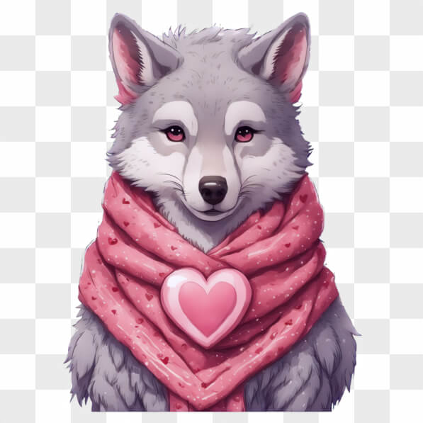 Download Cute Anthropomorphic Wolf Character in a Pink Scarf Cartoons ...