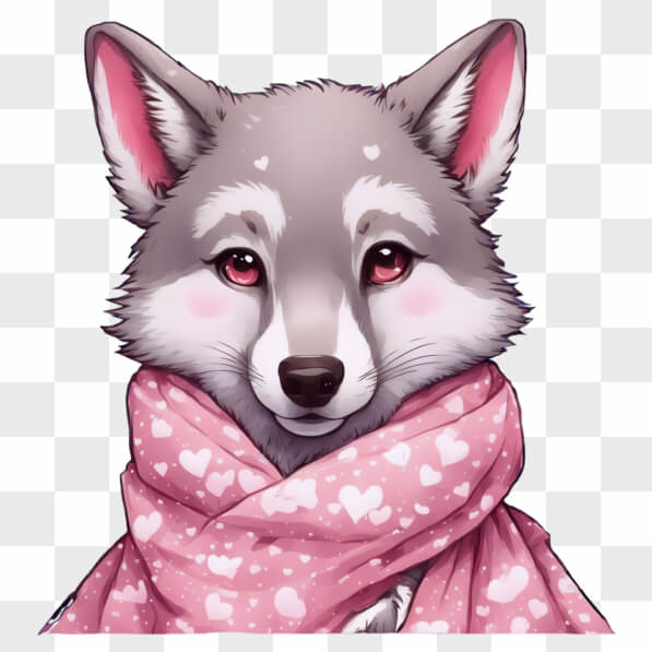Download Cute Animated Wolf Character with Pink Scarf Cartoons Online ...