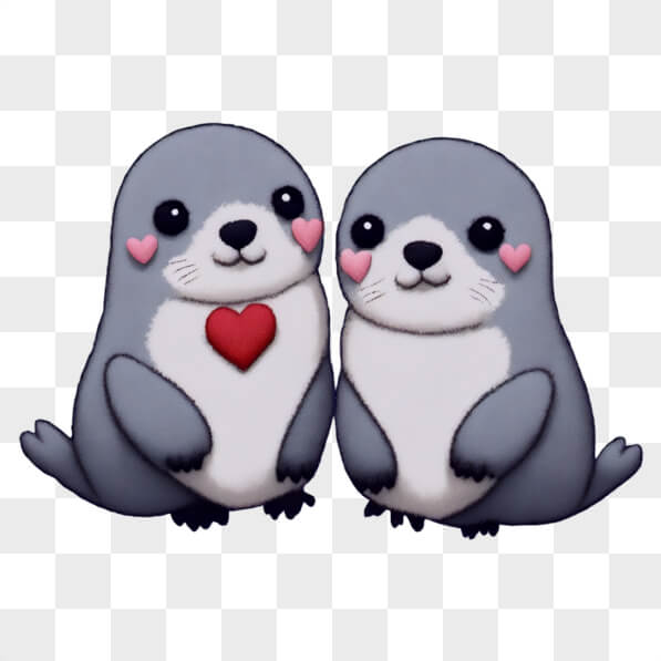 Download Adorable Cartoon Seals Displaying Affection Cartoons Online ...