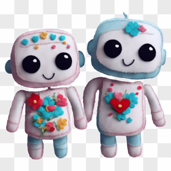 Download Whimsical Plush Robot Dolls Cartoons Online - Creative Fabrica