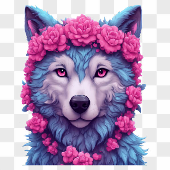 Download Whimsical Wolf with Floral Crown Cartoons Online - Creative ...