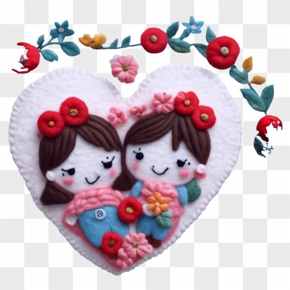Download Felt Art of Two Girls in Heart Shape Cartoons Online ...