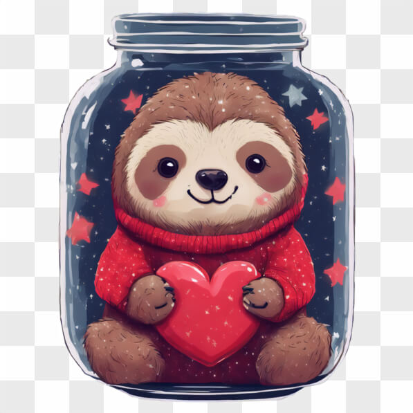Download Cute Sloth in a Jar Holding a Heart Cartoons Online - Creative ...