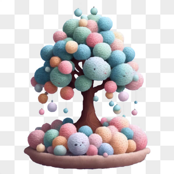 Download Colorful Whimsical Tree Made of Fluffy Spheres Cartoons Online ...