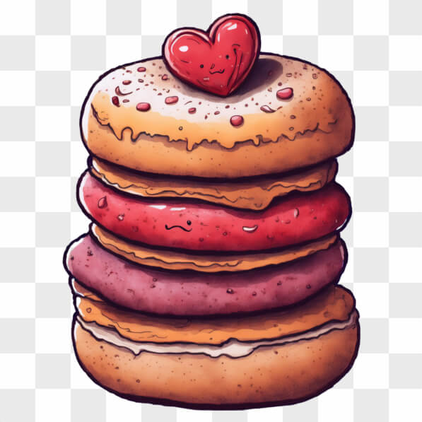 Download Stack of Colorful Donuts with Heart Decoration Cartoons Online ...