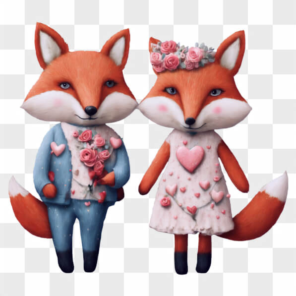 Download Whimsical Cartoon Foxes in Love Cartoons Online - Creative Fabrica