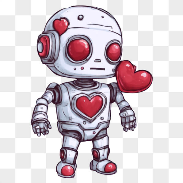 Download Cute Cartoon Robot Holding Hearts Cartoons Online - Creative ...
