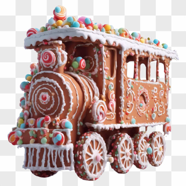 Download Gingerbread Train with Colorful Candy Decorations Cartoons ...