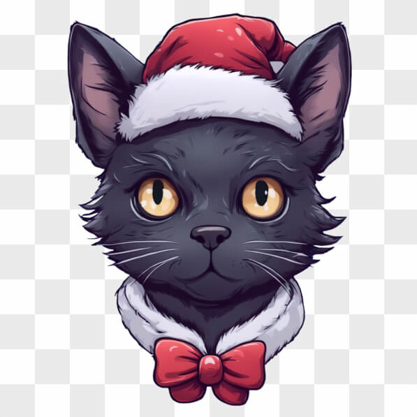 Descarga Gato negro festivo con sombrero de Santa Cartoons En Línea ...