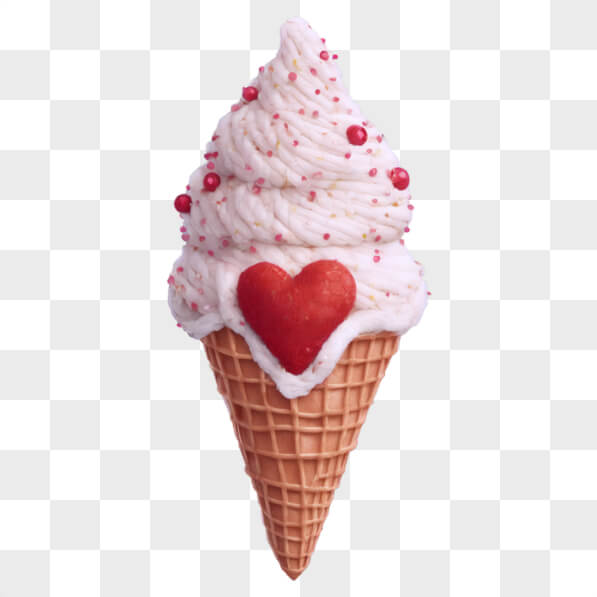 Download Delicious Ice Cream Cone with Heart Decoration Cartoons Online ...