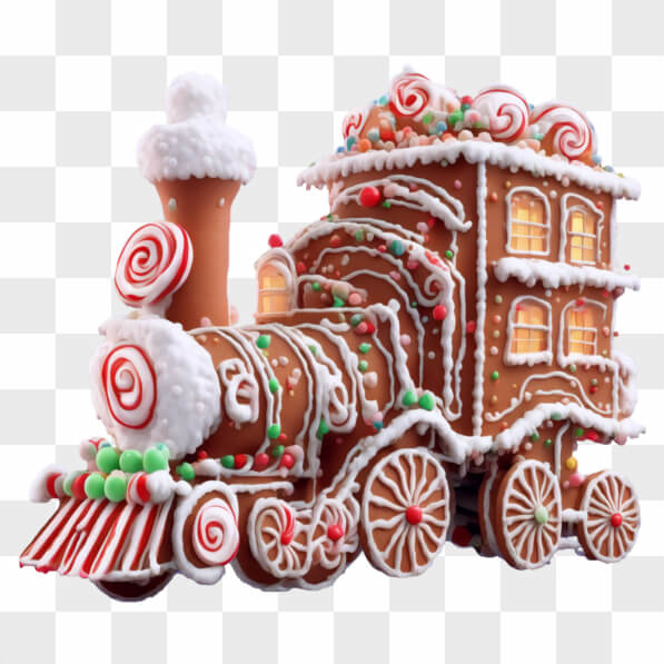Download Gingerbread Train Decoration Cartoons Online - Creative Fabrica