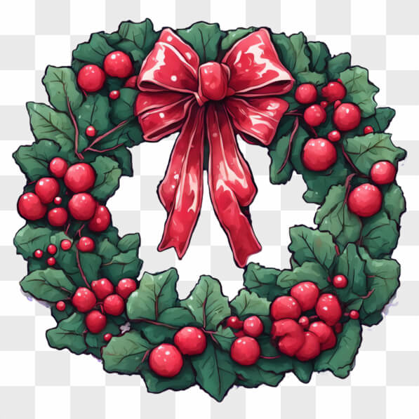 Download Feestelijke Kerstkrans met Rode Bessen en Strik Cartoons ...