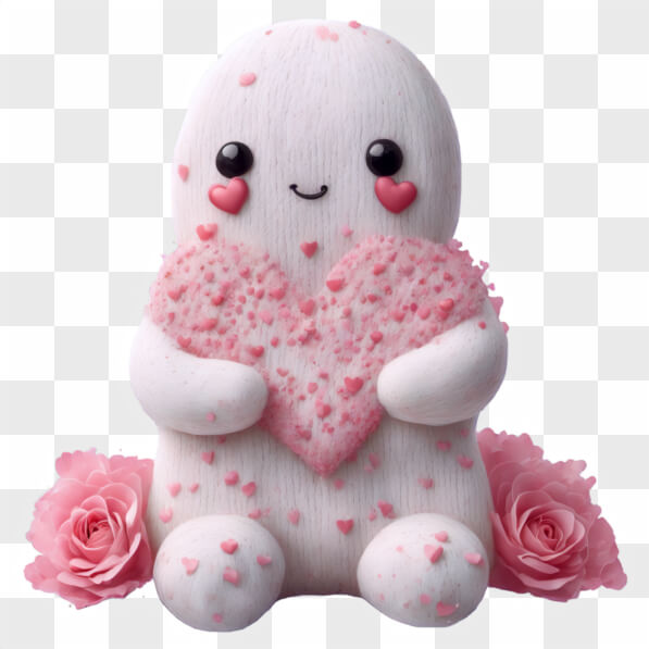 Download Cute Ghost Holding a Heart Cartoons Online - Creative Fabrica