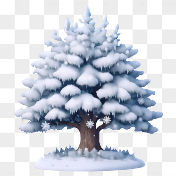 Download Snow-Covered Tree in Winter Cartoons Online - Creative Fabrica