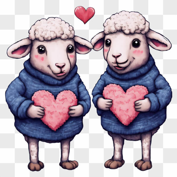 Download Two Cartoon Sheep Holding Hearts Cartoons Online - Creative ...