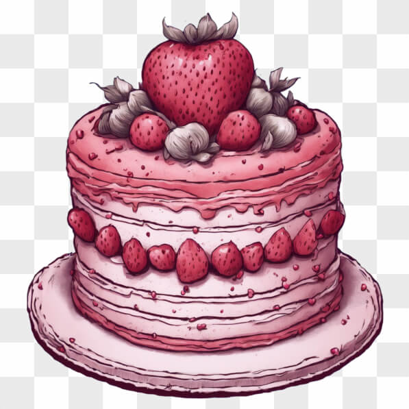 Download Strawberry Layer Cake Cartoons Online - Creative Fabrica
